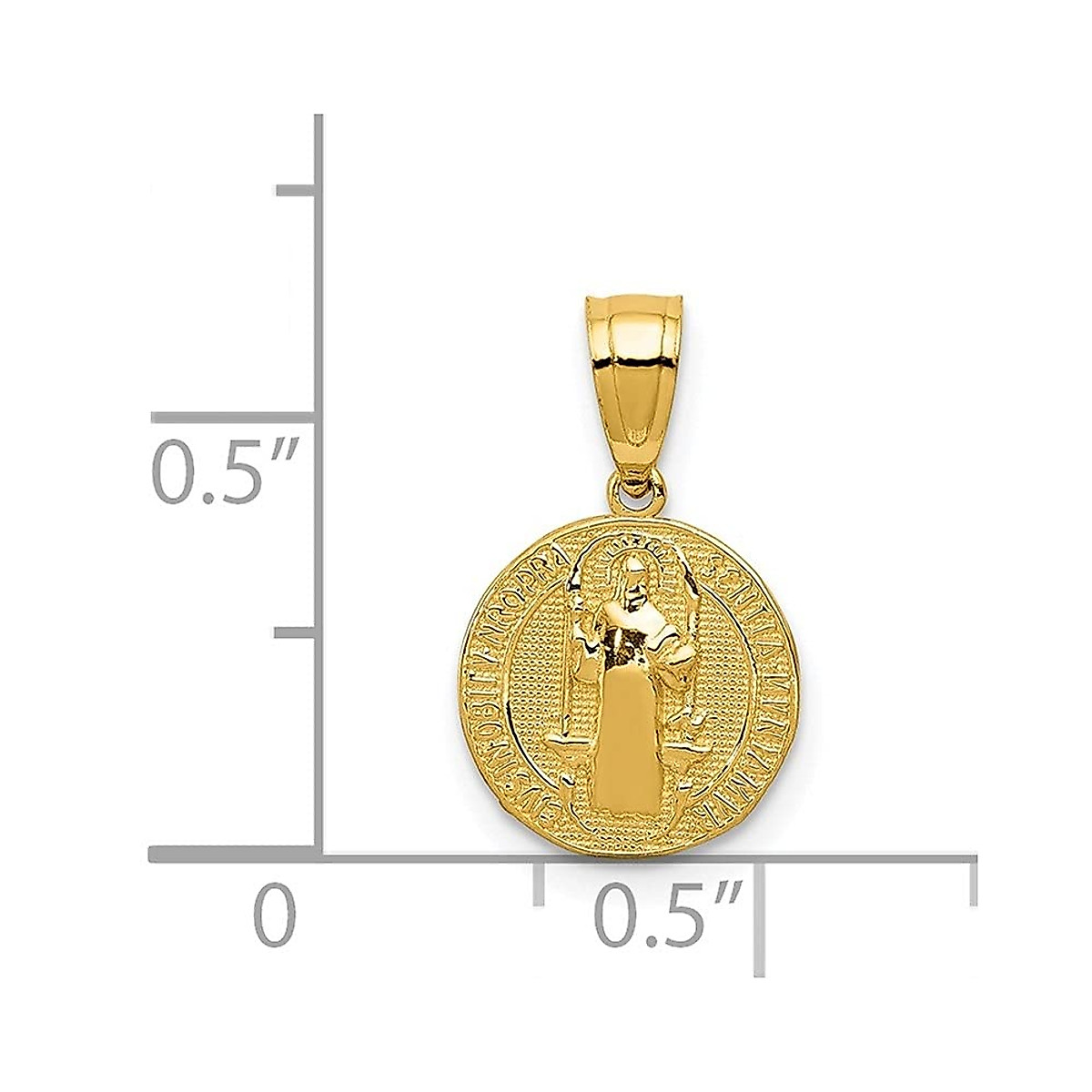 Diamond2Deal 14k Yellow Gold San Benito 2 Sided Round Small Pendant Fine Jewelry for Women (L- 16.85 mm W- 10 mm)