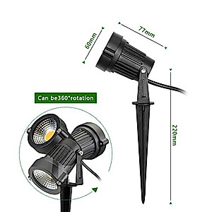 Z Outdoor Landscape LED Lighting 5W Waterproof Graden Lights COB Led Spotlights with Spiked Stand for Lawn Decorative Lamp US 3- Plug 3500K Warm White Lights (2 Packs)