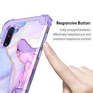 Hekodonk for Samsung Galaxy Note 10 Case,Heavy Duty Shockproof Protection Hard Plastic+Silicone Rubber Hybrid Protective Case for Samsung Galaxy Note 10,Amethyst Purple Marble