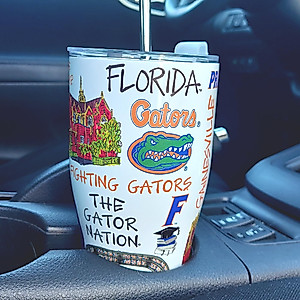 University of Florida 30oz Stainless Steel 3D Icon Travel Mug – High Performance Double-Walled Thermos w/Convertible Lid & Straw – Insulated Decorative NCAA Beverage Tumbler – For Hot or Cold Drinks