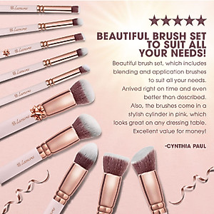 Kabuki Makeup Brush Set - Foundation Powder Blush Concealer Contour Brushes - Perfect for Liquid, Cream or Mineral Products - 10 Pc Collection with Premium Synthetic Bristles for Eye and Face Cosmetic