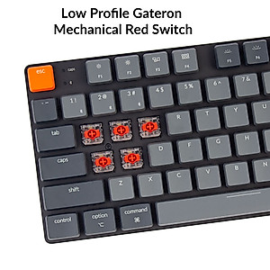 Keychron K1 SE, 87 Keys Ultra-Slim Wireless Bluetooth/USB Wired Mechanical Keyboard with White LED Backlit, Low-Profile Gateron Mechanical Red Switch Compatible with Mac Windows