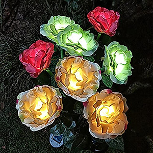 BTPOUY 2-Pack Rose Solar Garden Lights Waterproof Decorative Solar Stake Lights Single Head Rose Flowers LED Lights Solar Powered for Garden Yard Patio Lawn Decor