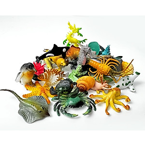 GiftExpress Ocean Sea Creatures/Animals Toy Figures, 36 Pcs Mini Assorted Under The Sea Life Realistic Figures, Educational Toy, Easter Egg Filler, Cupcake Topper, Aquarium Decorations
