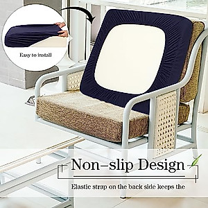 Newwiee 8PCS Patio Stretch Sofa Cushion Cover Outdoor Cushion Cover Replacement Couch Slipcover Sofa Seat Cover Soft Flexibility Chair Cushion Cover Furniture Protector (Navy,Waterproof Pure)