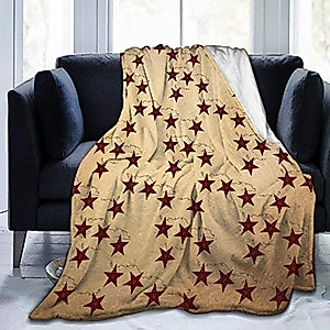 NiYoung Cozy Blanket Novelty Blanket for Your Family Watch A Movie Together Lying On Couch (Brown Vintage Rusty Stars Primitive Country R-1, 60"x50")