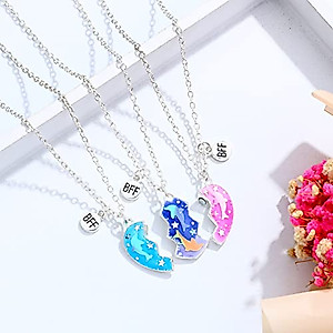 DOYYCA Friendship Necklace Best Friend Necklace for 3 Girls Magnetic Matching Heart Pendant BFF Necklaces for Sister (Dolphin Heart)