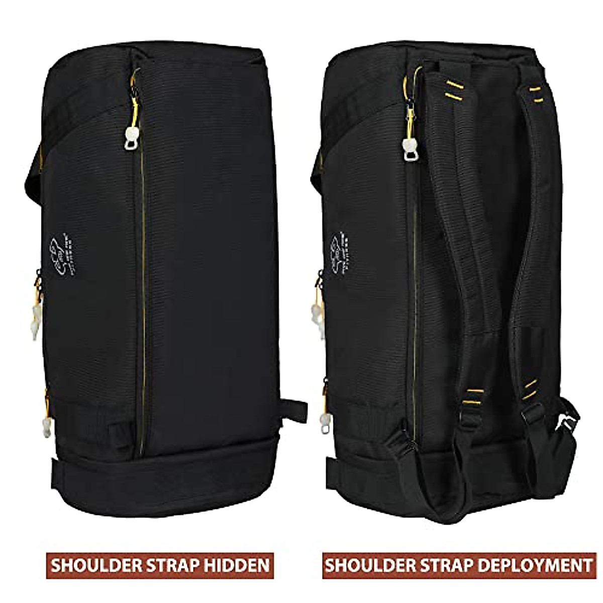 Gym Duffle Backpack for Men Women with Shoes Compartment,Travel Weekender Carry-On Bags with Detachable Back Pack Straps,Water Resistant Rucksack Daypack for Traveling Overnight Climb Sports,Yellow