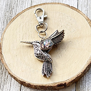 Hummingbird Zipper Pull Charm for Purses, Cute Abalone Bird Backpack Charms, Unique Custom Handbag Jewelry, Personalized Zipper Charms, Camera Bag Charms, Cool Keychain Charm