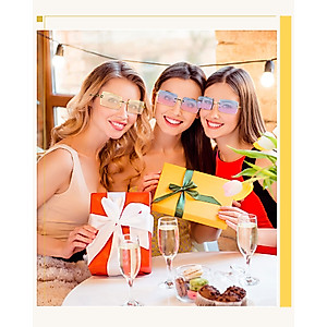 16 Pairs Rimless Rectangle Sunglasses Tinted Frameless Square Glasses Vintage Rimless Eyewear Transparent Candy Color Unisex Glasses for Men Women