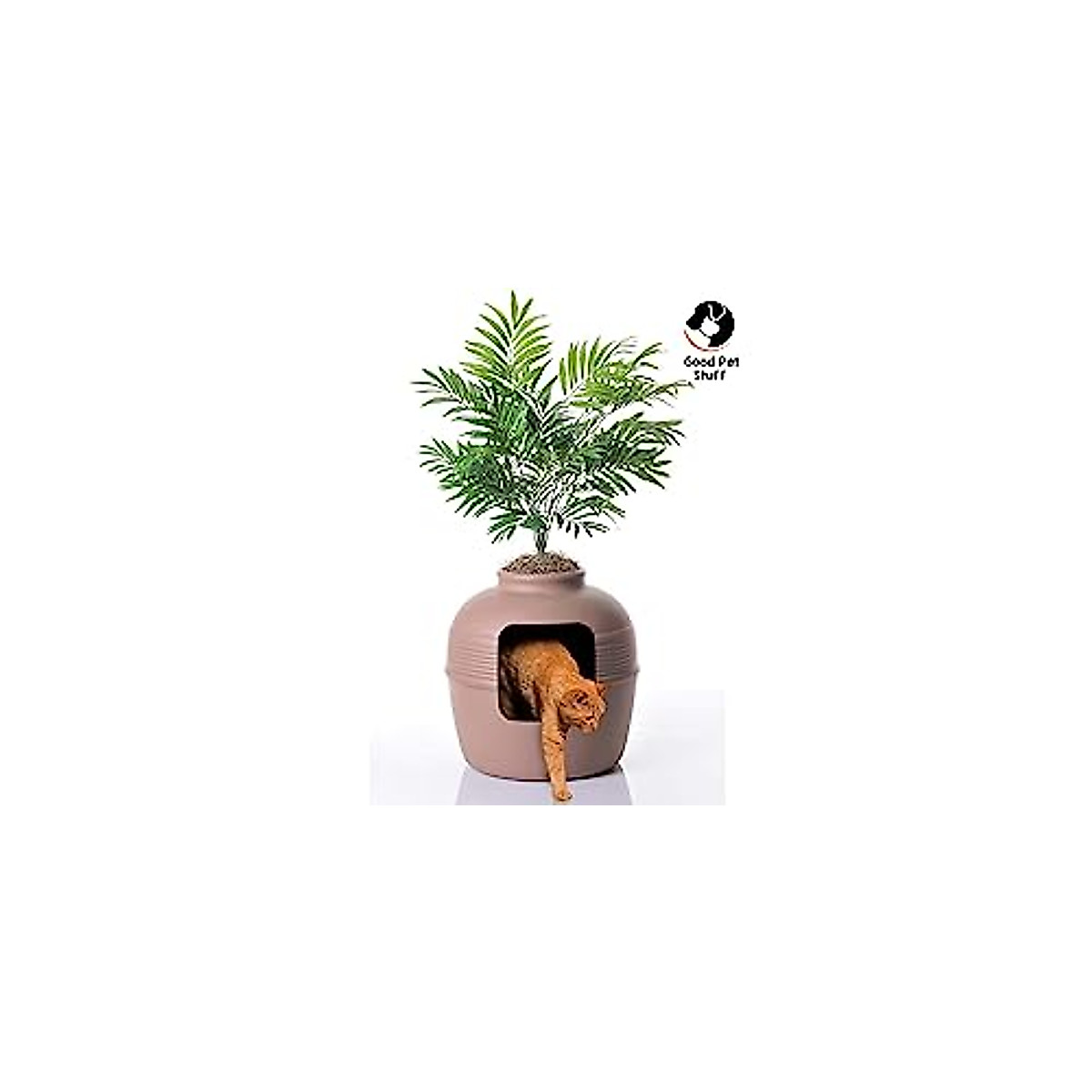 Good Pet Stuff, The Original Hidden Litter Box, Artificial Plants & Enclosed Cat Planter Litter Box, Vented & Odor Filter, Easy to Clean, Mocha Brown