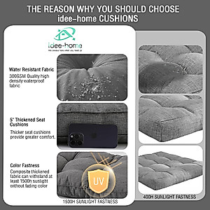 idee-home Bench Cushion for Outdoor Furniture, Patio Loveseat Cushions 48 x 18 x 5 inches Waterproof with Ties, Porch Swing Cushions Wicker Indoor Settee Cushions with Round Corner