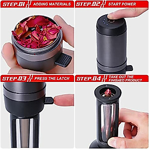 Electric Smart Herb and Spice Grinder, Grinding Fill Integrated. Two-way Automatic, Upgrade Sharp teeth, Fine Grind, For Fluffy Product (Black)