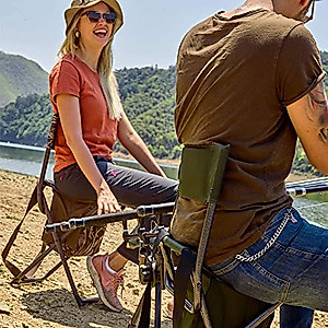 PORTAL Fishing Chair Folding Seat Stool, Lightweight Backrest Stool Hunting Fishing Chair with Storage Pocket for Camping, Hiking, Beach, Picnic, Support Up to 225 lbs