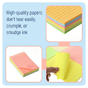 Mr. Pen- Lined Sticky Notes 4x6, 6 Pads, 45 Sheets/Pad, Pastel Color, Sticky Notes with Lines, Sticky Pads, Sticky Note Pads, Colorful Sticky Notes, Stickies Notes, Ruled Post Stickies