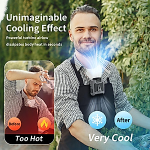 Socool 10000mAh Portable Waist Fan Clip on Wearable Belt Personal Fan Rechargeable Battery operated With 5 Speeds & Flashlight Neck Hands-Free 40H Cooling For Outdoor Camping Travel Power Bank
