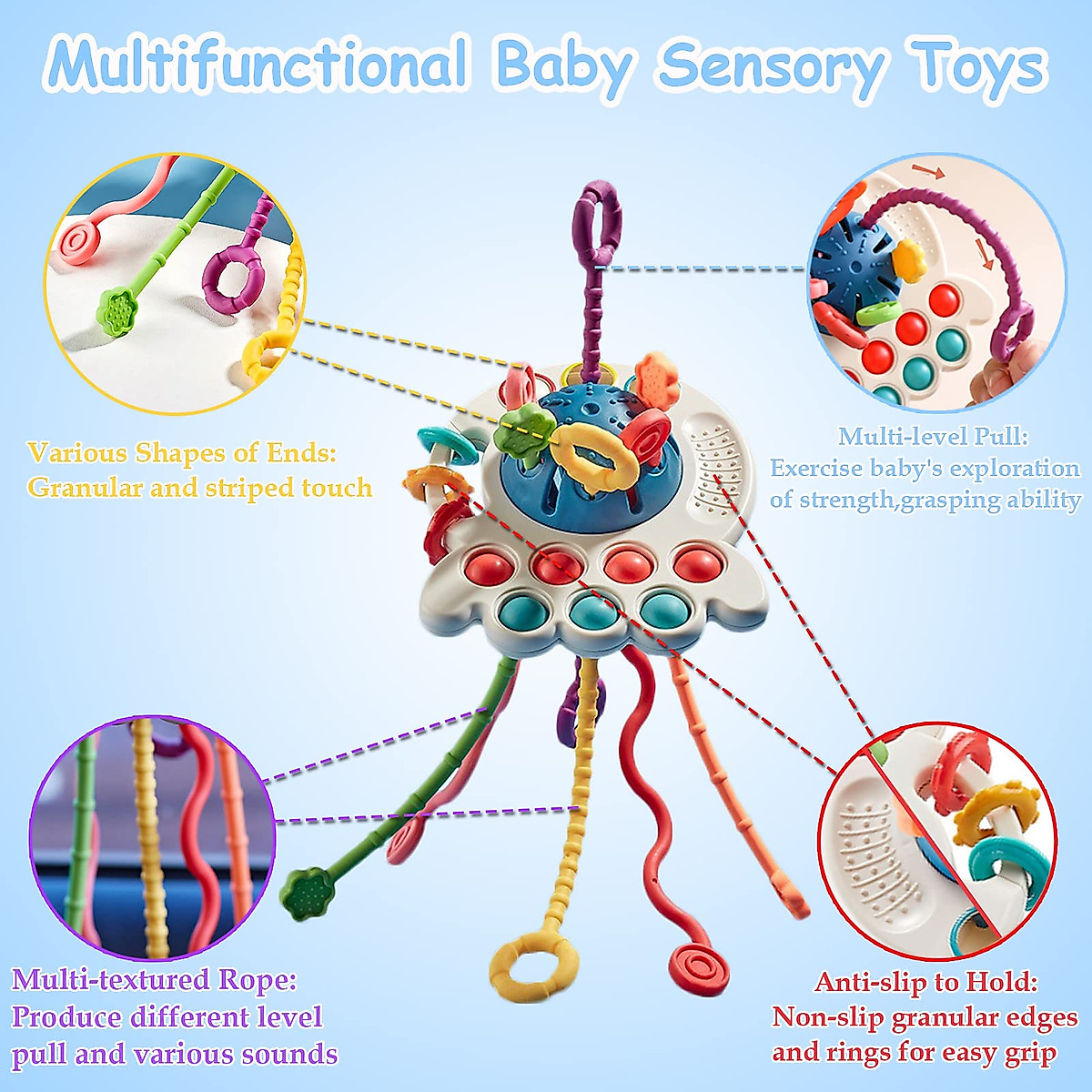 Montessori Toys for 1 Year old-Baby Toys 6 to 12 Months Sensory Toys for Toddlers 1-3 Food Pull String Activity Toys for Baby Fine Motor Skills Travel Toys Birthday Gifts for Infant Boys Girls Age 1-6