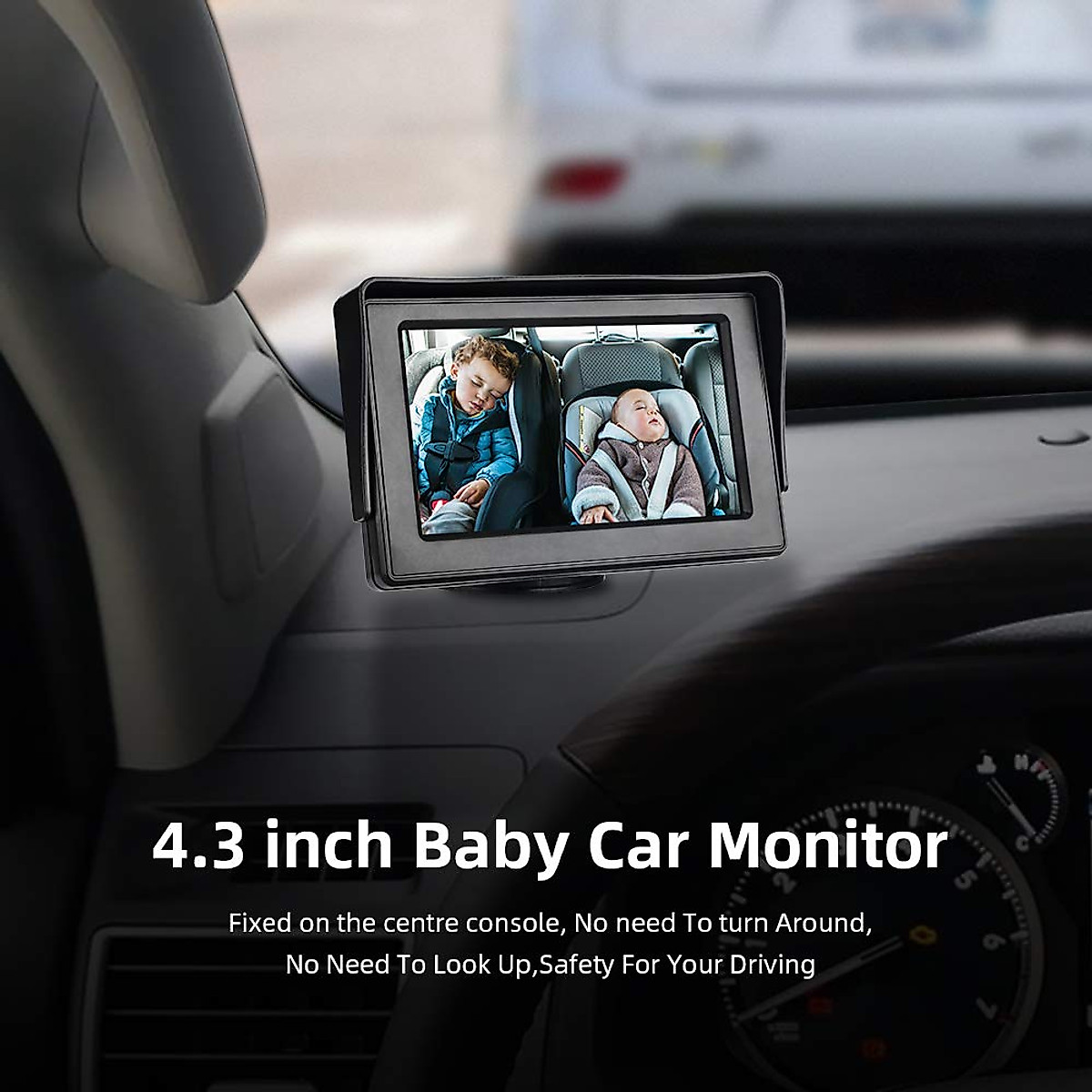 Baby Car Camera 4.3'' HD Baby Car Mirror Seat Camera Car Monitored Mirror Night Vision with Wide View Angle, Aimed at Baby, Plug and Play Car Camera for Baby Car Seat Rear Facing