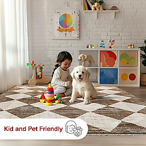 nuLOOM Fringed Performance Indoor Area Rug, Power Loomed, Easy Clean, Durable, Non-Shed, 7' x 10', Meline Beige