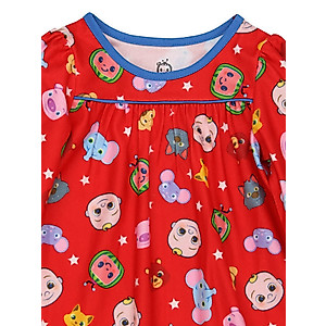 CoComelon Infant and Toddler Girls Flannel Granny Gown Nightgown Pajamas (3T, Red)