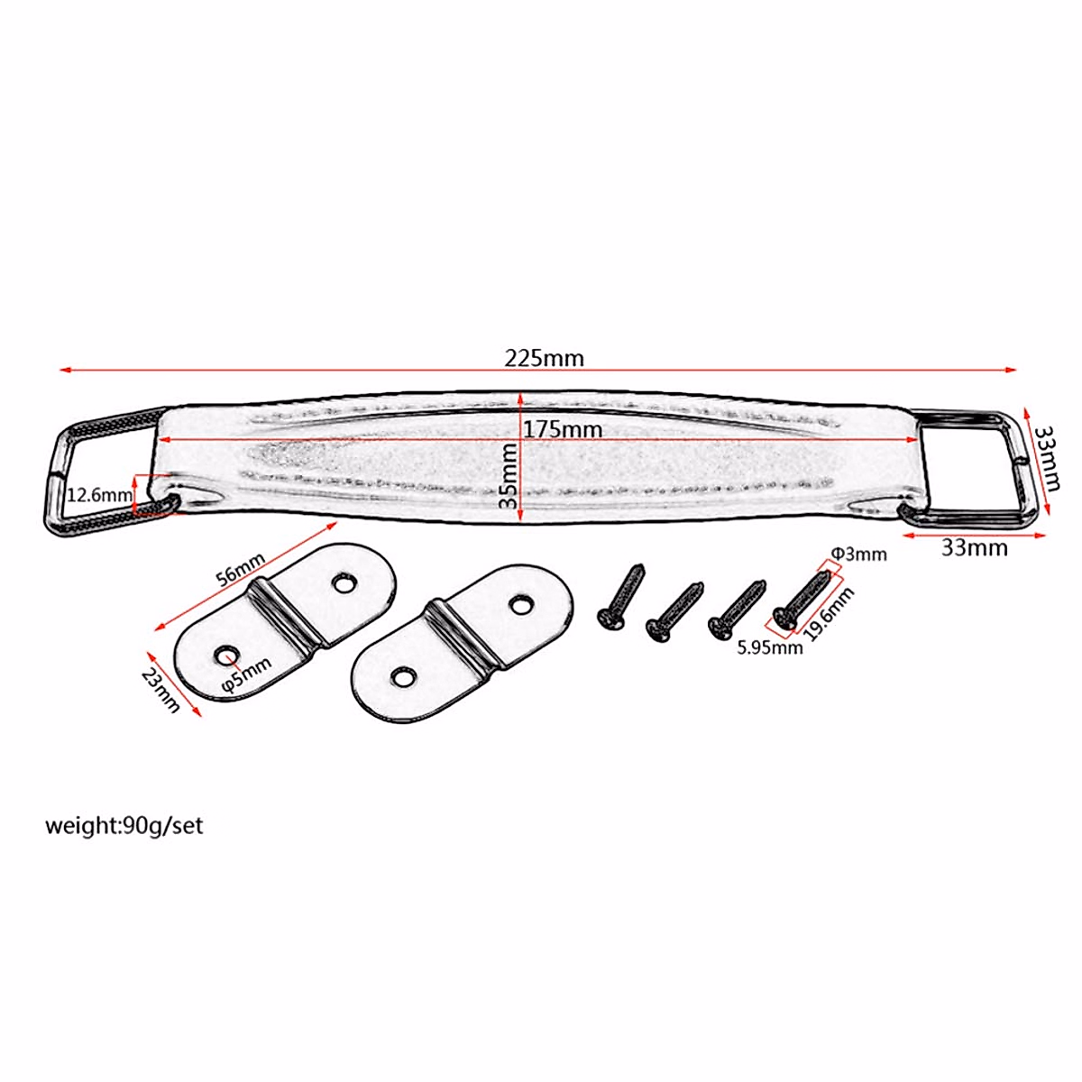 Amplifier Handle Leather Strap PU Leather Handle Replacement Parts with Mounting Screws for Guitar Audio Amplifier, 1 pcs (Coffee)