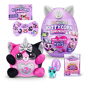 Rainbocorns Kittycorn Surprise Series 2 (Calico Cat) by ZURU, Collectible Plush Stuffed Animal, Surprise Egg, Sticker Pack, Slime, Ages 3+ for girls, Children