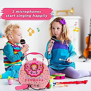 Kids Karaoke Machine for Girls Boys with 2 Microphones Toddler Singing Toys Children Karaoke Singing Machine Bluetooth Voice Changing Recording Speaker for Party Birthday