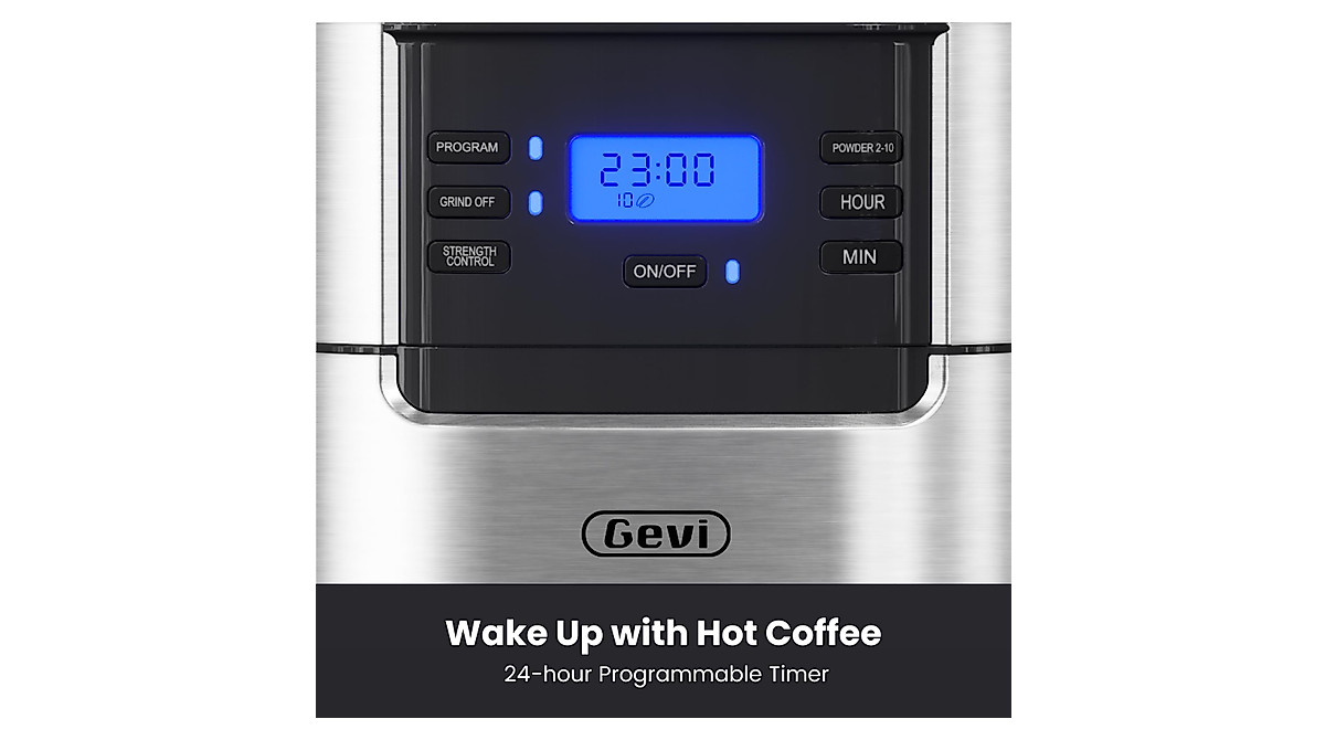 Gevi 10-Cup Coffee Maker with Grinder - Brew Smart