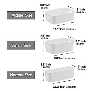 MORNITE Shelf Baskets Open Home Storage Bins with Handle for Freezer Kitchen Clothes Cabinet Closet Drawers BPA-Free Pantry Organization White Middle Large / 1 Pcs