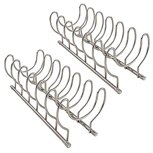 LeleCAT Kitchen Lid Organizer, Pots & Pans Lid Rack Holder Organizer, cast iron pans, Plates, Cutting Boards Bakeware, Cooling Racks, Serving Trays, Chrome,2 Pack