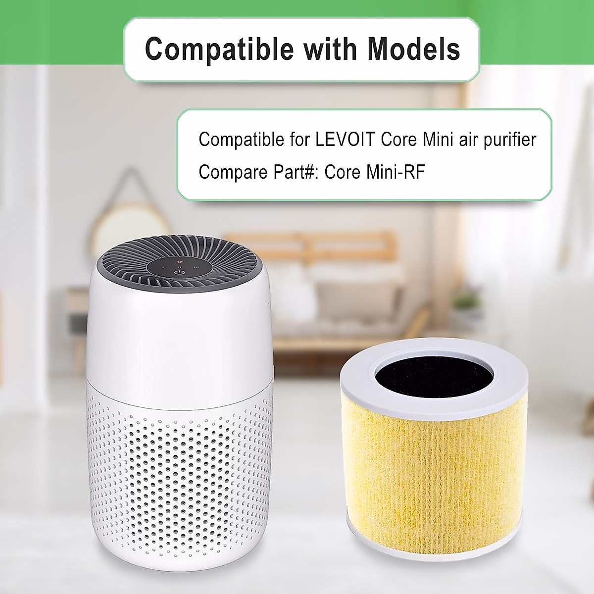 Smudtad 3 Pack Core Mini-RF Replacement Filters Compatible with LEVOIT Core Mini Air Purifier, True HEPA 3-in-1 Premium High Efficiency Filter, LEVOIT Core Mini-RF (Yellow)