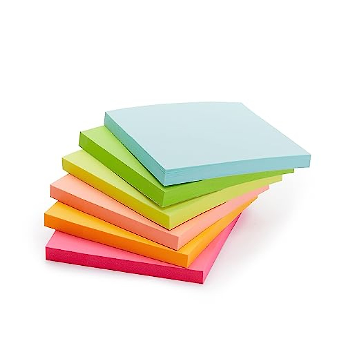 Amazon Basics Square Sticky Notes, 3 x 3-Inch, Assorted Colors, 12-Pack