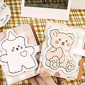 JELLYEA Kawaii Bear Wallet Cute Cartoon Card Holder Girls Coin Purse Anime Key Bag Card Case Front Pocket Wallet (Beige-1)