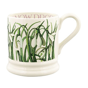 Emma Bridgewater Handmade Ceramic White Snowdrops Flower Gift Half-Pint Coffee and Tea Mug