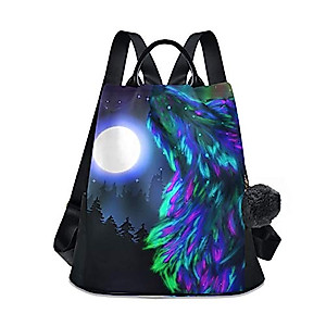 ALAZA Howling Wolf Spirit Backpack Purse for Women Anti Theft Fashion Back Pack Shoulder Bag