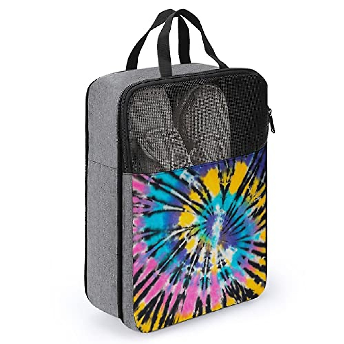 Frcavbin Rainbow Spiral Tie Dye Travel Shoe Bag Shoes Carrier with Handle and Zipper Foldable Shoe Puches Organizer for Home storage School starts