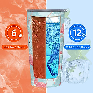 Flamingo 20oz Insulated Stainless Steel Tumbler With Lids And Straws Stainless Steel Double Wall Vacuum Insulated Travel Coffee Mug Leak-Proof Lid & Flip Lid For Hot And Cold Drinks