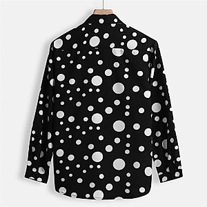 Men's Long Sleeve Stylish Dress Shirts Printed Casual Button Down Shirts Regular Fit Turn-Down Collar Shirt Top (Black,X-Large)