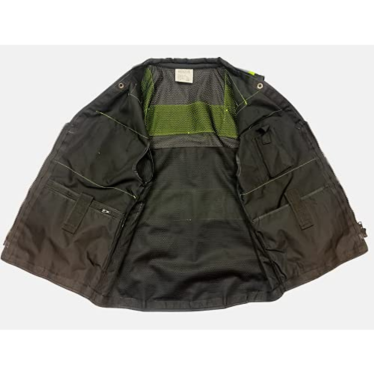 Vero1992 (C) Vest Mens Class 2 Black Series Safety Vest With Zipper and Utility Pockets Premium Black Series Surveyors Vest (L, Black)