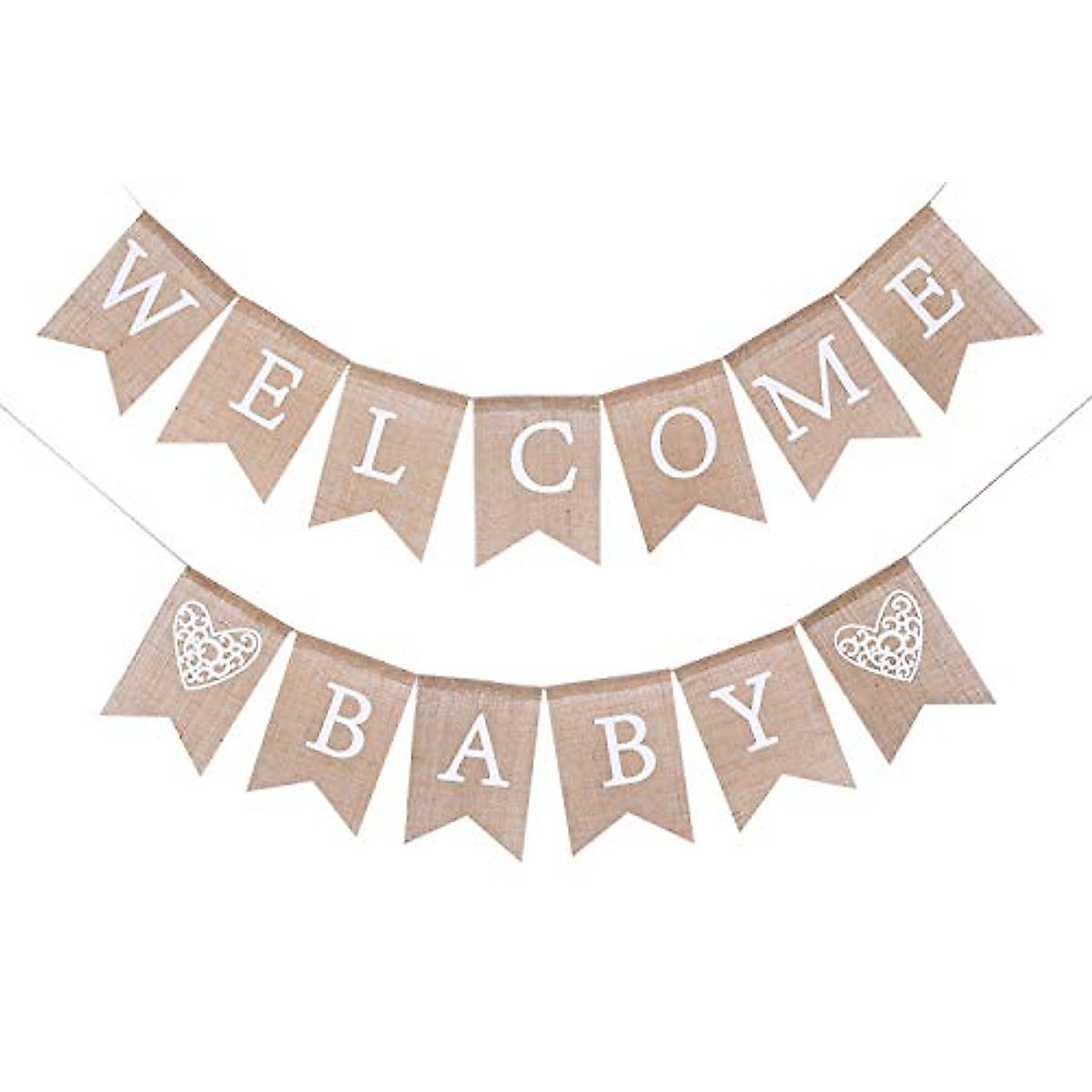 Welcome Baby for Burlap Banner - Bunting Garland for Baby Shower Party Ornament Favors, Baby Photo Prop，Baby Shower Welcome Sign (WELCOME BABY)