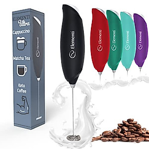 Elementi Milk Frother Handheld - Coffee Mixer Wand - Hand Held Frother Wand for Coffee and Protein Powder - Drink Mixer Handheld - Electric Stirrer for Drinks - Handheld Frother Mixer (Mint Green)
