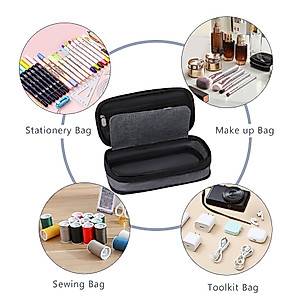 iSuperb Pencil Case Big Capacity Canvas Multifunction 7 Compartment Pen Bag Zipper Stationery Organizer Pouch Square Grid Cosmetic Bag