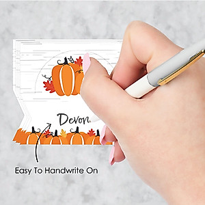 Big Dot of Happiness Fall Pumpkin - Halloween or Thanksgiving Party Tent Buffet Card - Table Setting Name Place Cards - Set of 24