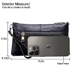 Lecxci Leather Crossbody Purses Clutch Phone Wallets with Card Slots for Women (Black)