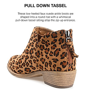 Journee Collection Womens Livvy Wide Width Back Heel Zip Stacked Heel Booties - 8 W - Leopard