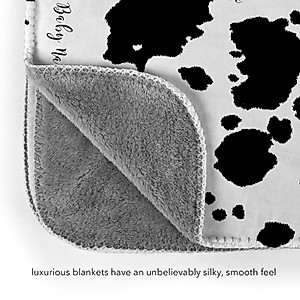 Personalized Cow Print Baby Blanket - Custom Name Cowhide Blanket for Newborns & Toddler Boys, Super Soft Plush Swaddle Receiving Sherpa Blanket