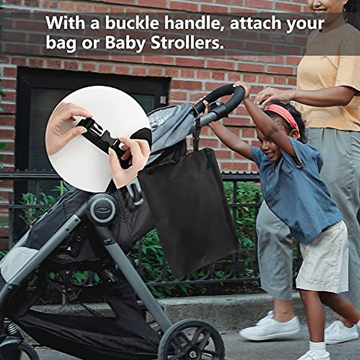 Beautyflier Water Resistant Wet Dry Bags, Reusable Bags for Baby Cloth Diapers, Stroller, Washable Travel Bags, Beach, Pool, Gym Bag for Swimsuits & Wet Clothes (Black, 16.25x11.5")