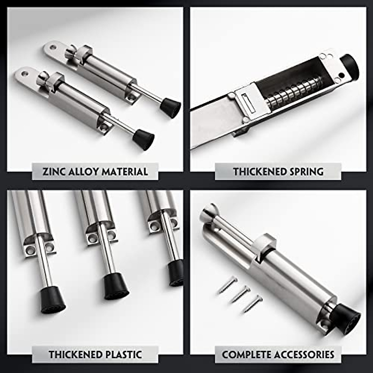 4 Pcs Heavy Duty Door Stopper Stainless Steel Foot Kickdown Door Stop Adjustable Easy Step Door Holder Telescopic Spring Door Stop Door Spring Stopper Silver Door Locks Holder for Outdoor Commercial