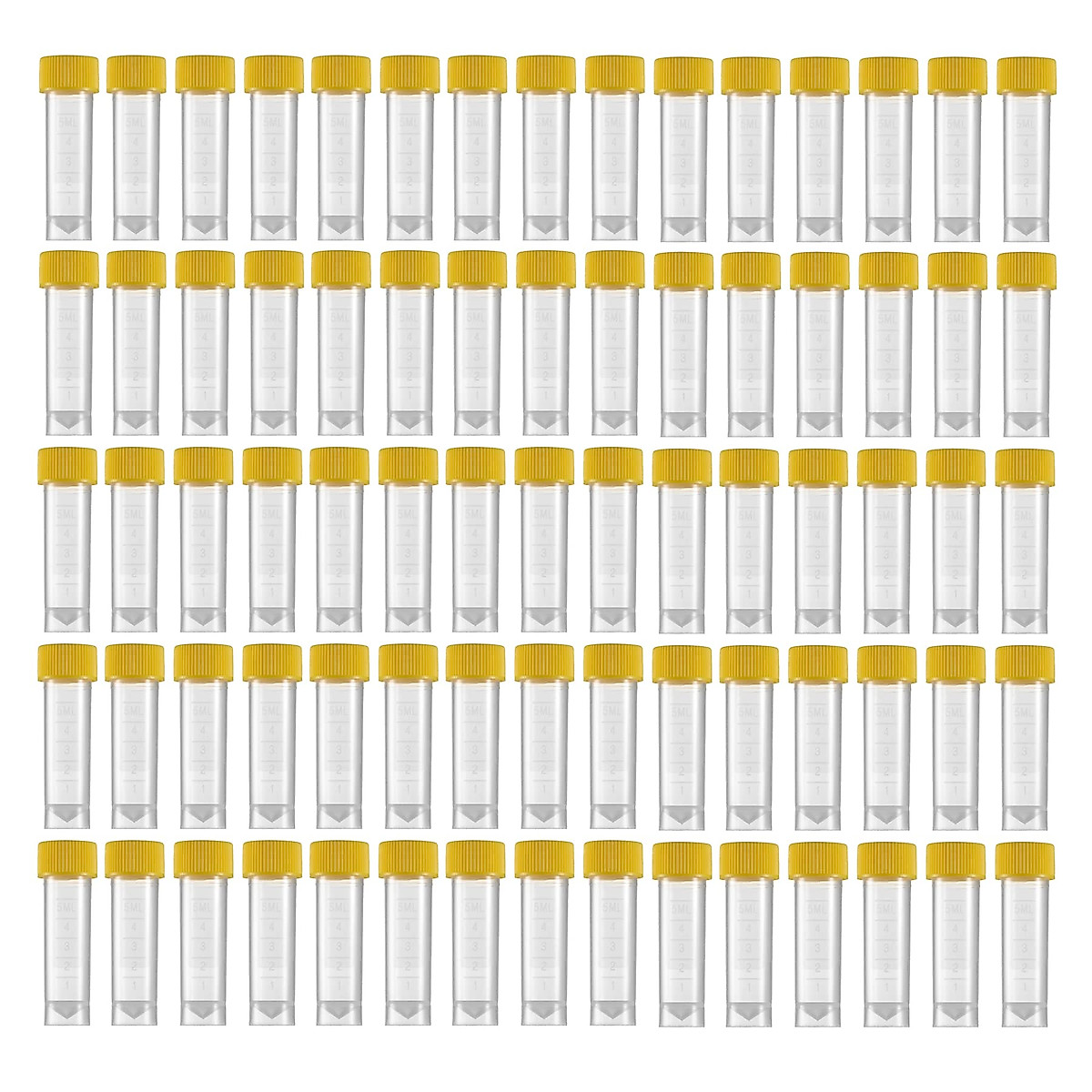 Eowpower 80 Pieces 5 ml Flat Bottom Plastic Graduated Sample Vial Tube with Screw Caps, Small Sample Bottles with Lid