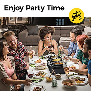 Sunvivi Triple Slow Cooker Buffet Servers and Warmer,3 Pot Food Small Mini Manual Slow Cooker with Adjustable Temp Stainless Steel Lid Rests,Removable Ceramic Pot,4.5 QT Black